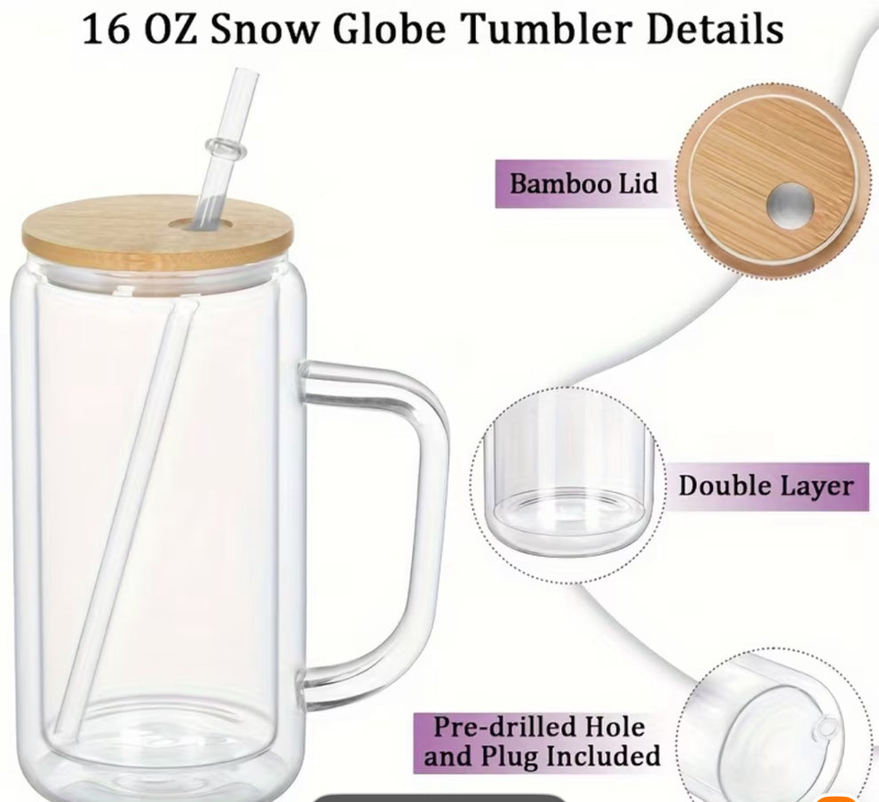 16 oz Glass Snow globe with handle – To Death Boutique